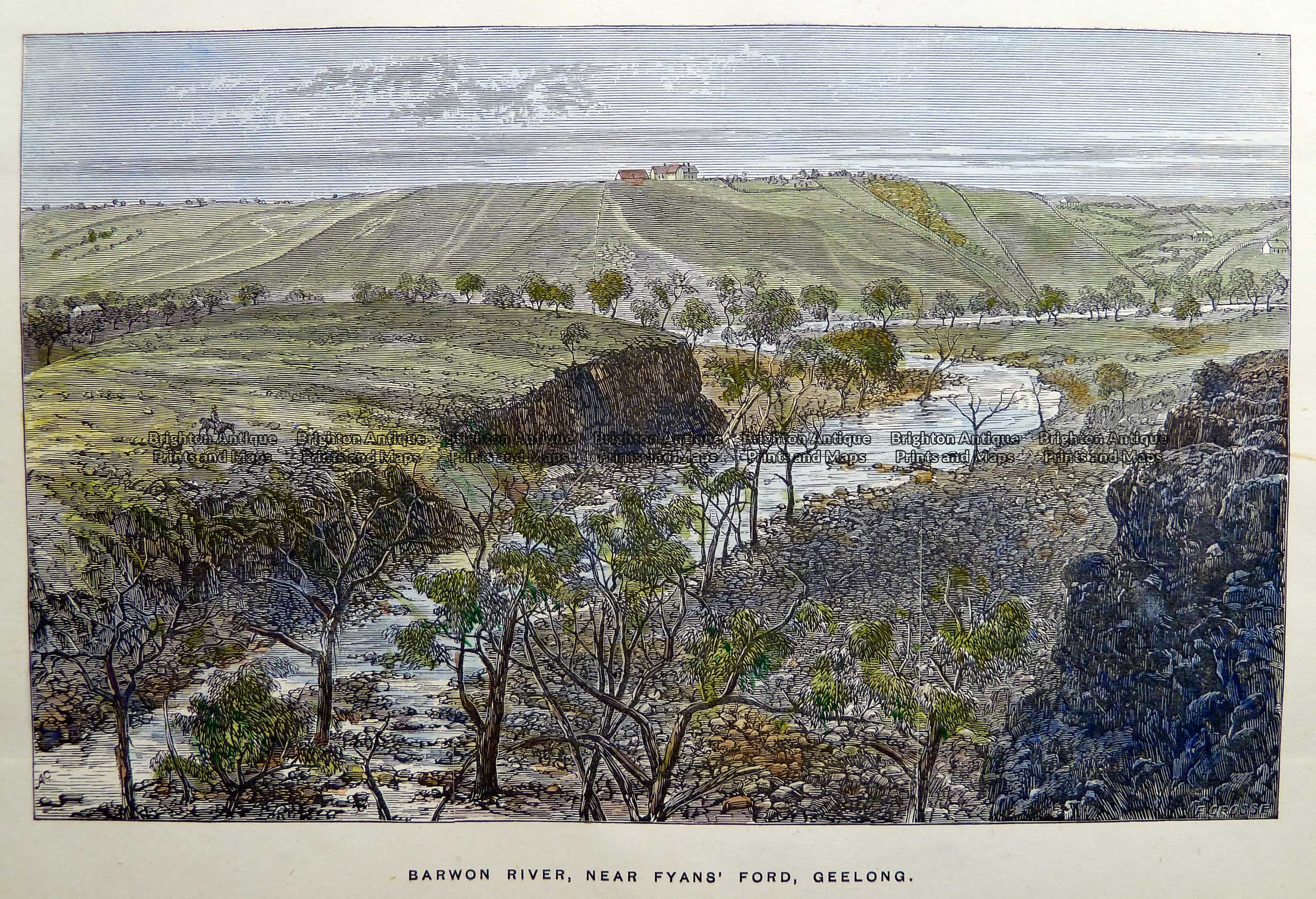 Antique Print 29-103 Barwon River near Geelong c.1887 - Brighton ...