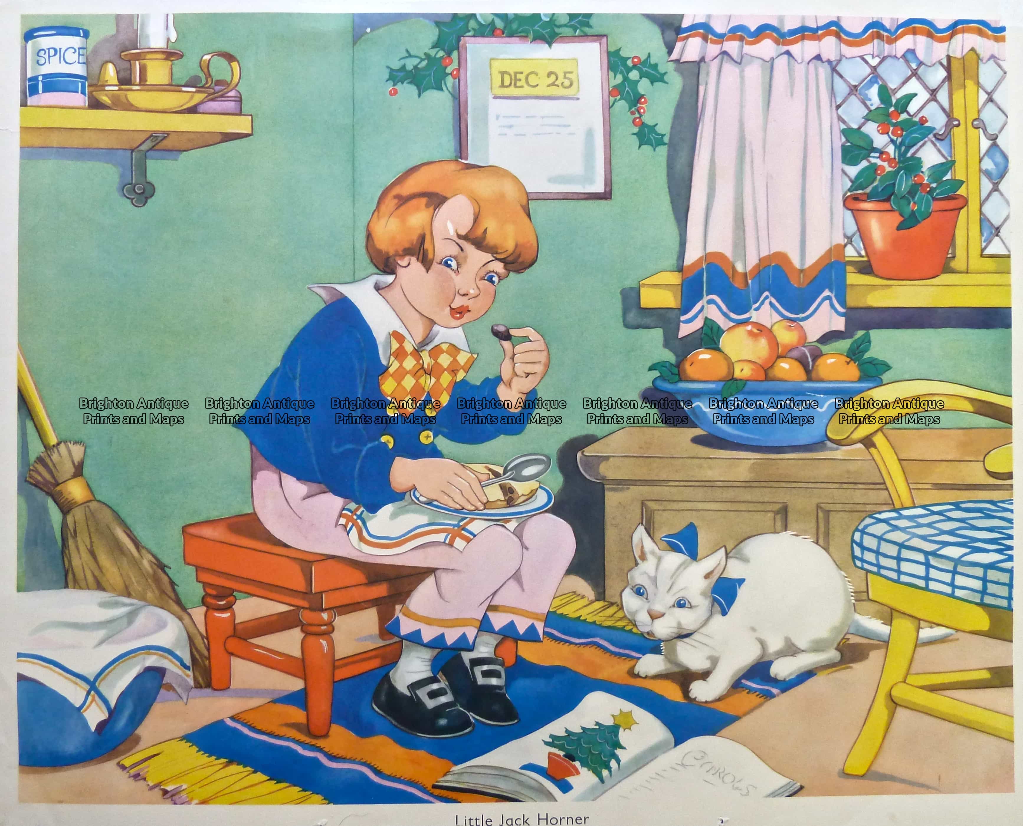 Antique Print 29 348 Nursery Rhyme Little Jack Horner C 1960 