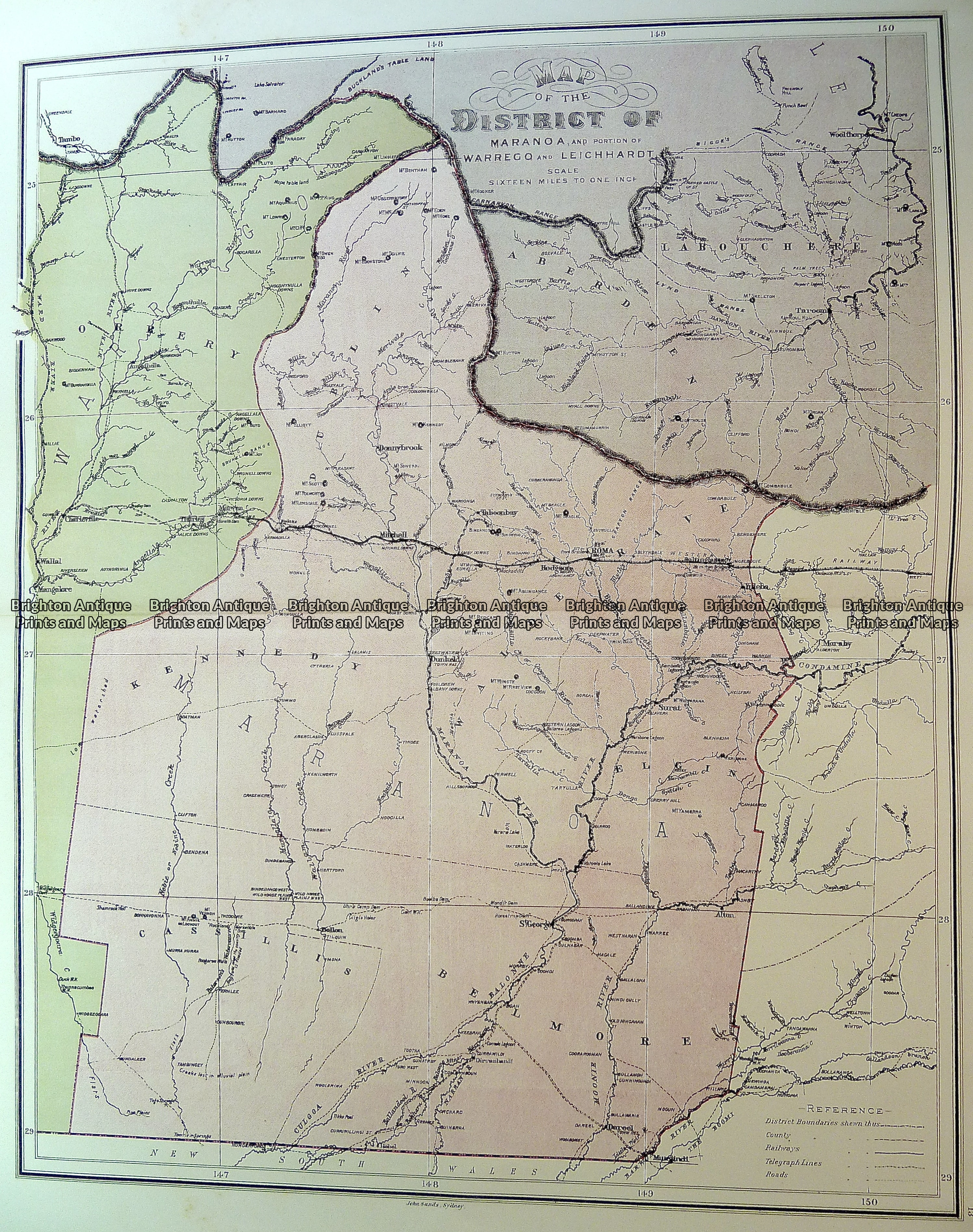 Antique Map 3-952 Queensland - Maranoa, Warrego and Leichhardt c.1886 ...