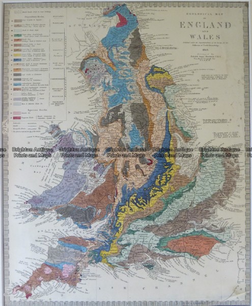 Antique Map 4-180 England Geological map by S.D.U.K. c.1844 - Brighton ...