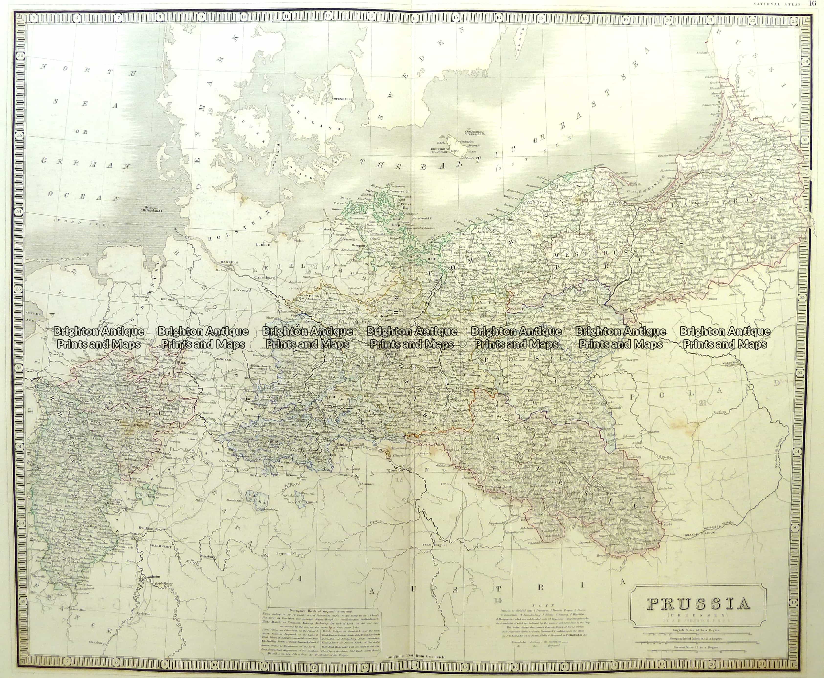 Antique Map 5-210 Germany - Prussia by A K Johnston c.1850 - Brighton ...