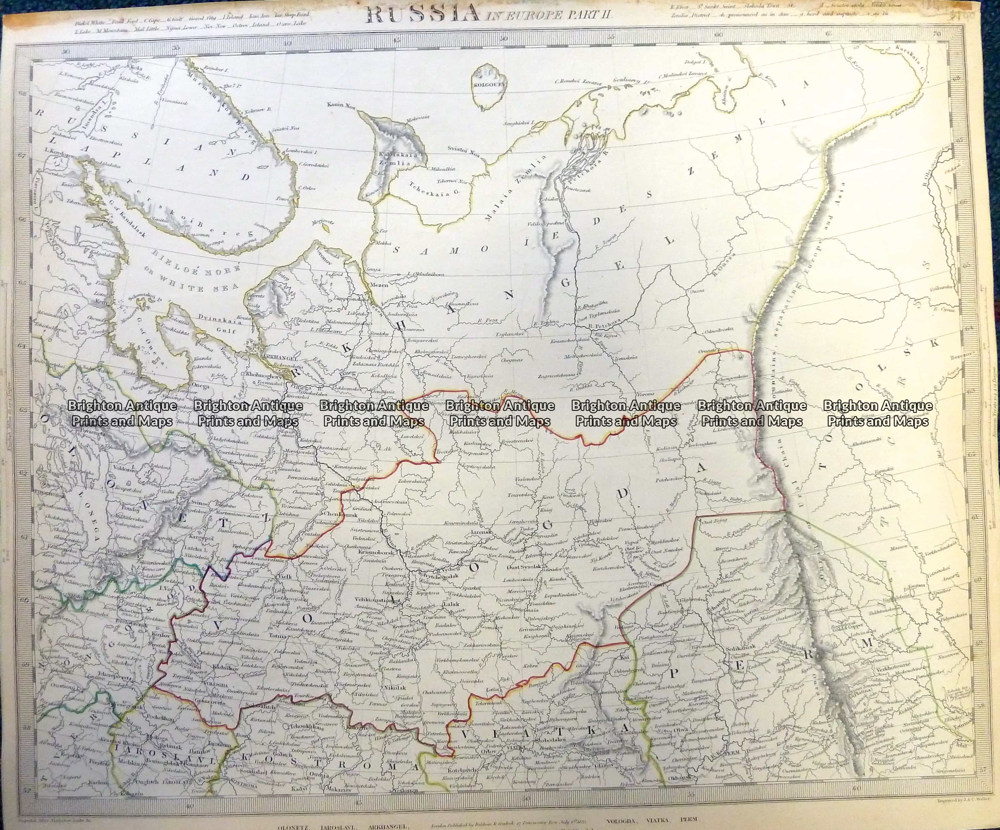 Antique Map 5-236 Russia - Northern region of Russia in Europe by S.D.U ...