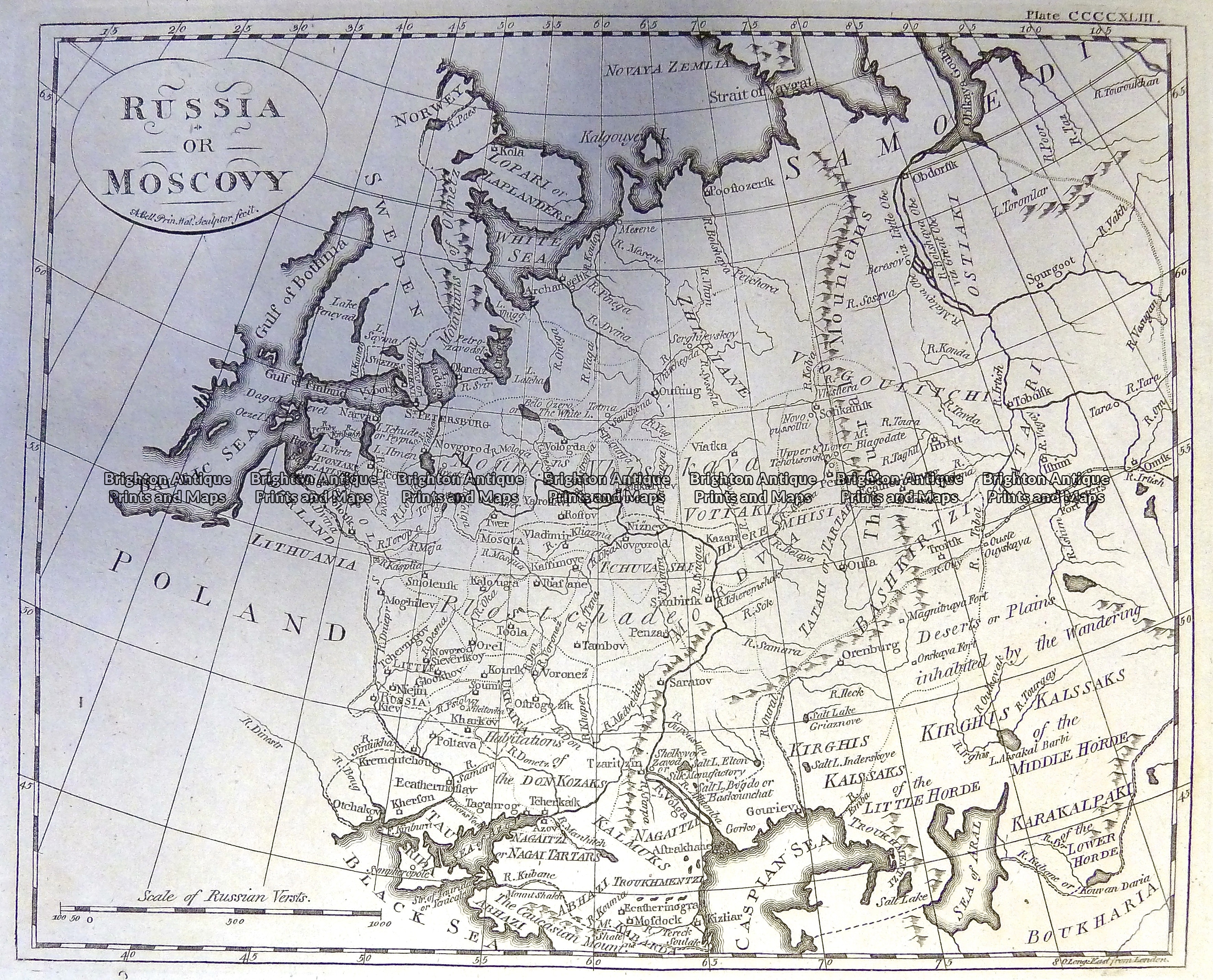Antique Map 5-246 Russia in Europe by A. Bell c.1775 - Brighton Antique ...
