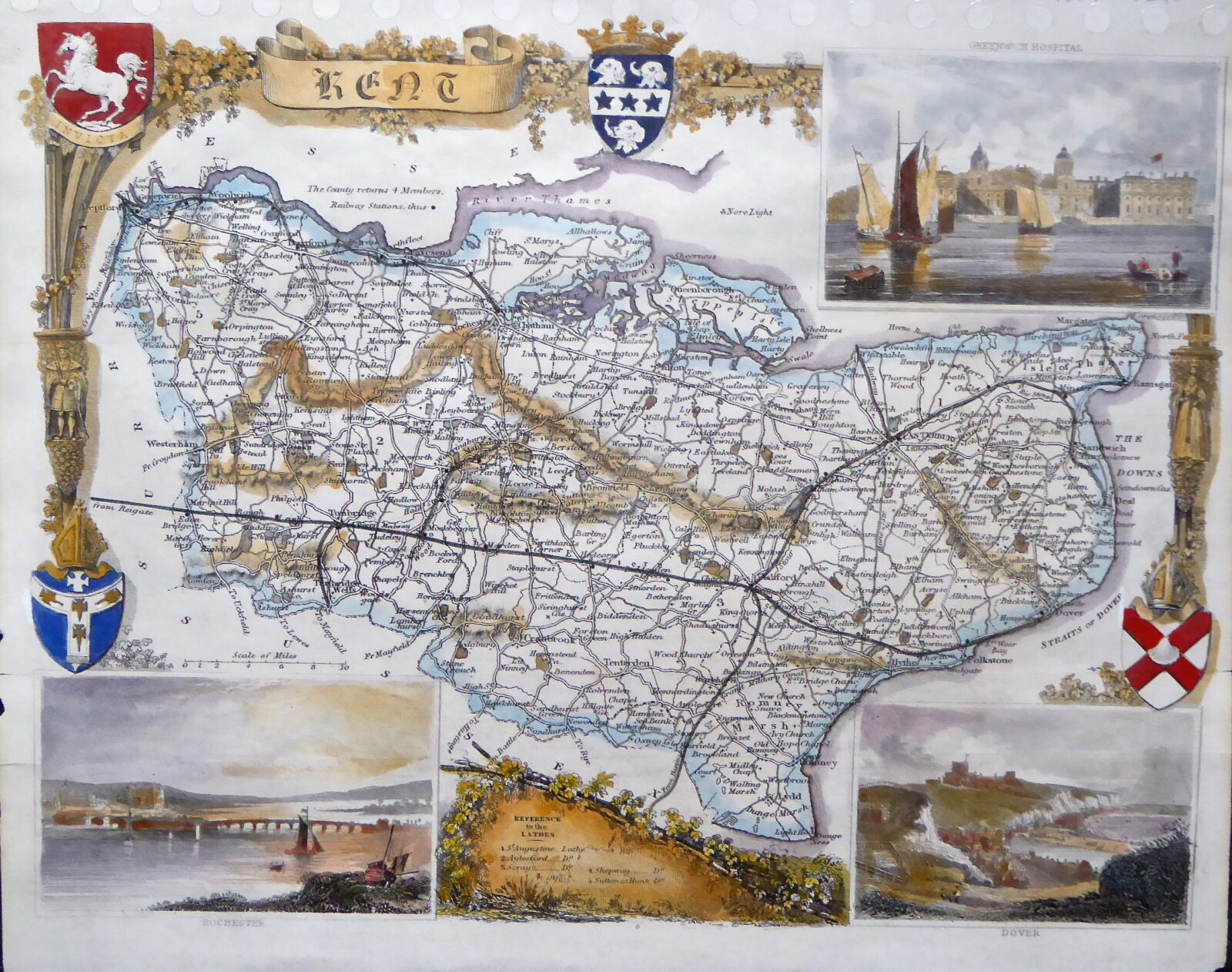 Antique Map 5-168 - England - Kent Moule - circa 1840 Hand coloured ...