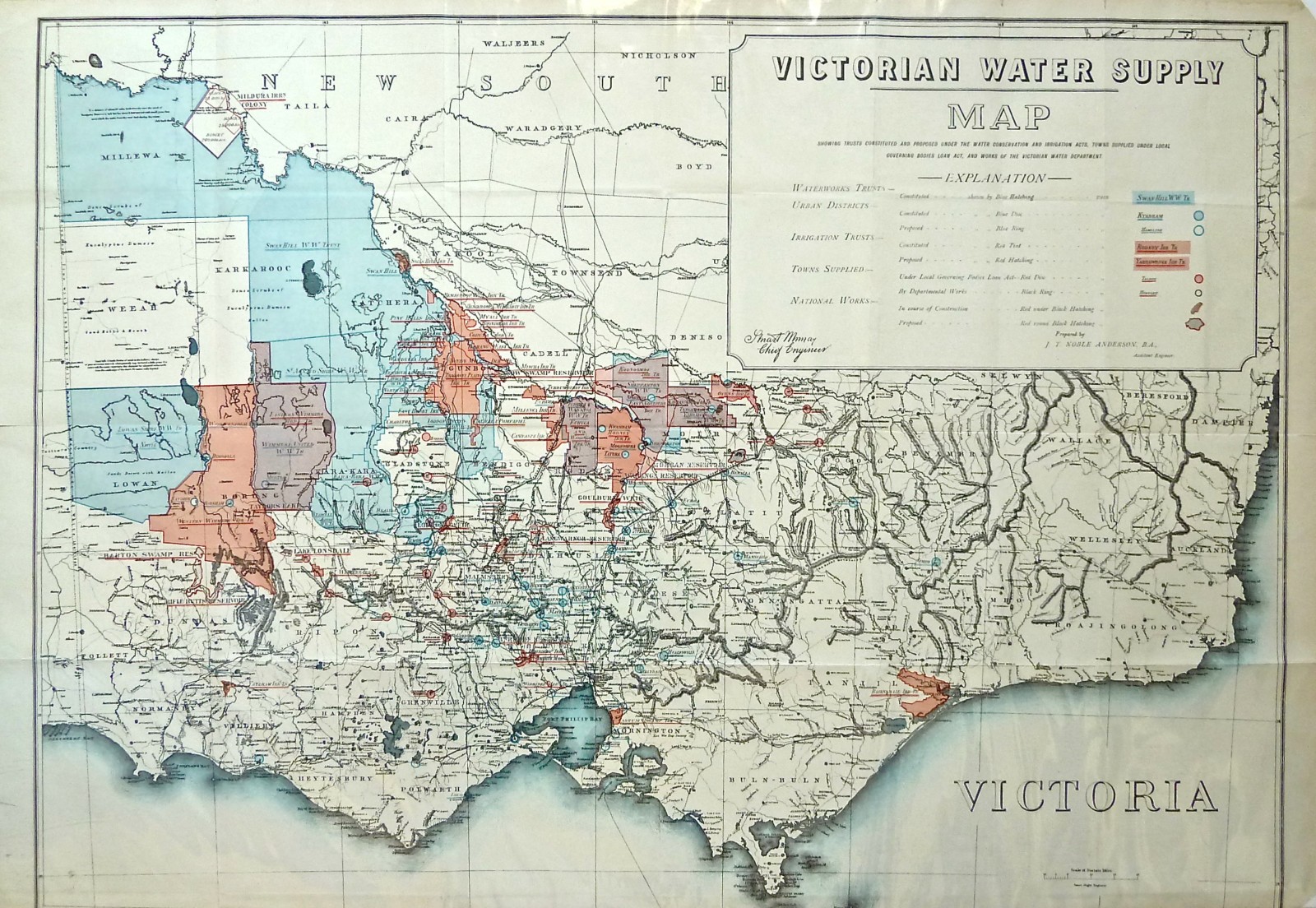Antique Map - Victorian Water Supply c.1890 Ref No. 238-002 - Brighton ...