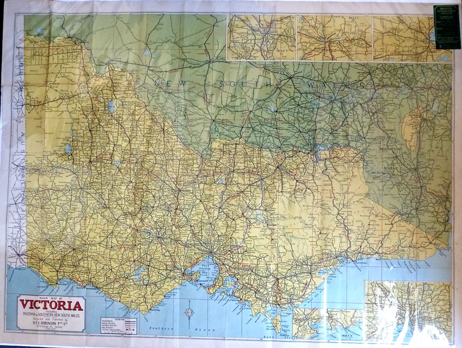 Antique Map - Road Map of Victoria by Robinson c.1930's Ref No. 238-004 ...