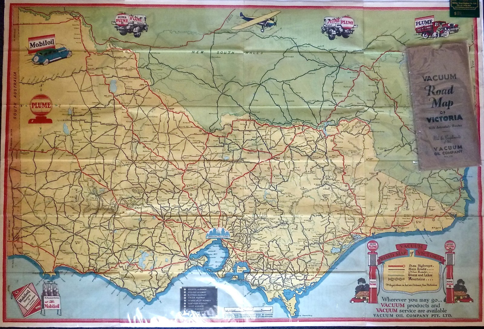 Antique Map - Road Map of Victoria by Vacuum Oil Co. c.1930's Ref No ...