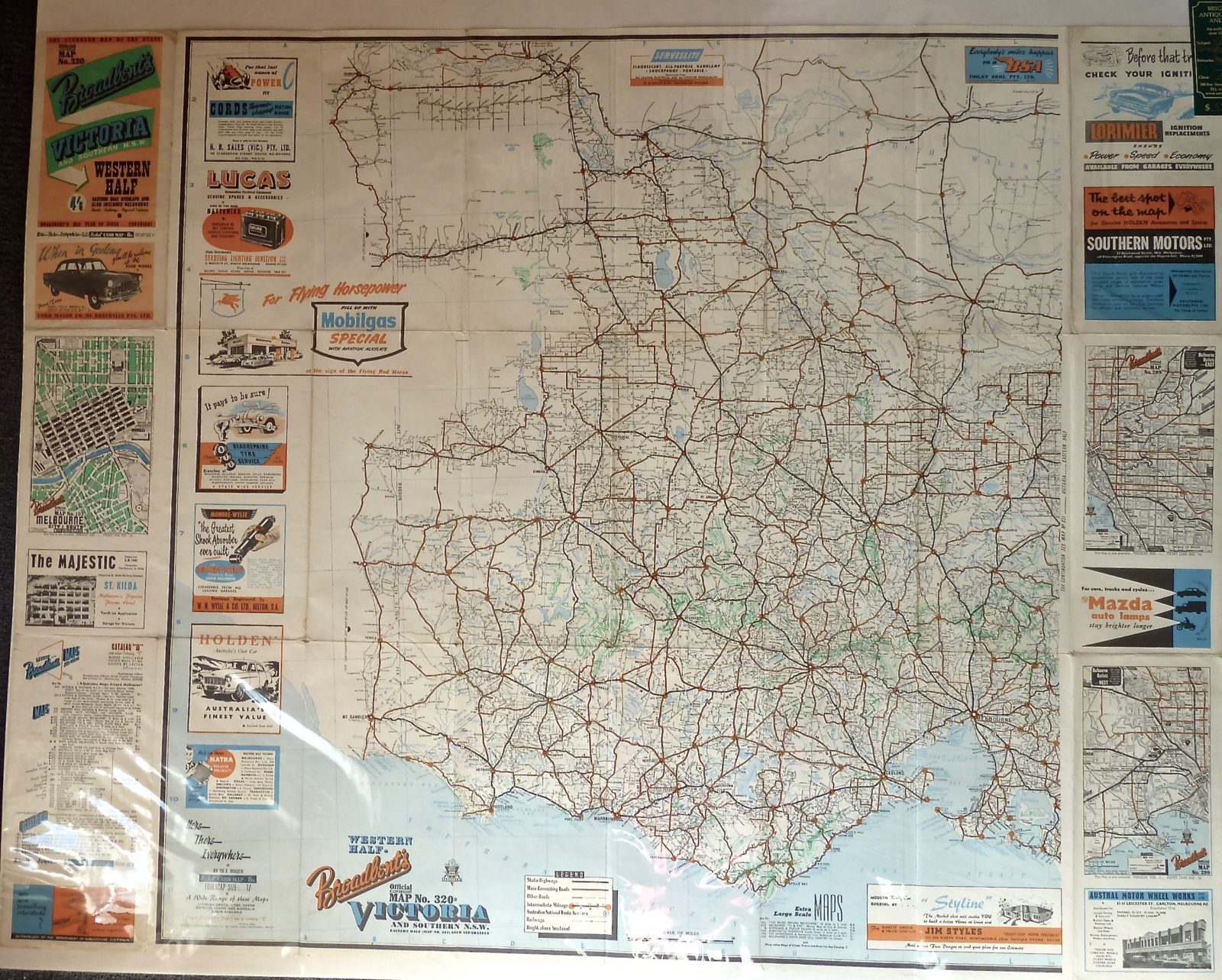 Antique Map - Western Victoria c.1960 Ref: 889-024 - Brighton Antique ...