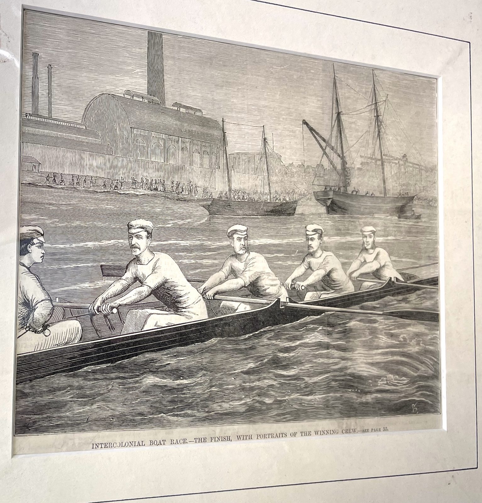 Antique print -Rowing Intercolonial boat race (Vic vs NSW) c.1873. Ref ...